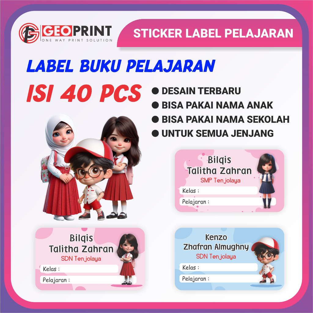 Jual DESAIN TERBARU LABEL PELAJARAN CUSTOM NAMA DAN SEKOLAH UNTUK BUKU ...
