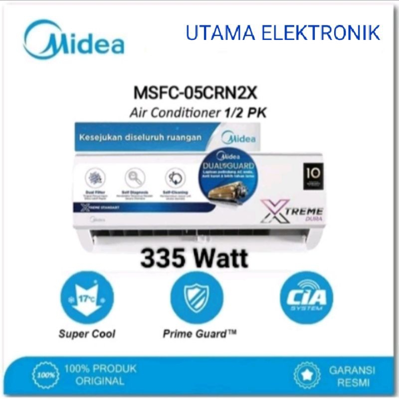 Jual AC Midea MSFC-05CRN2 Gold Fin 1/2 PK 0,5 PK Low Watt + pasang ...