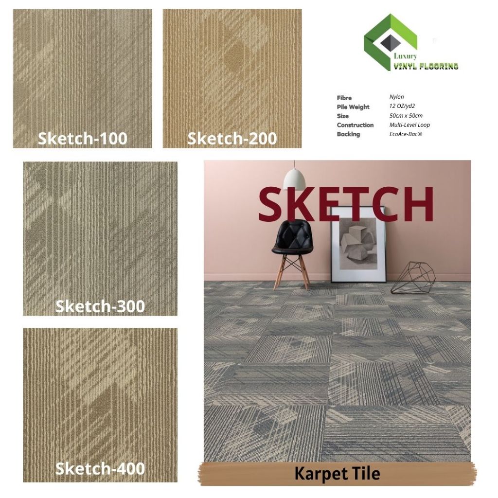 Jual Karpet tile Sketch uk 50cm x 50cm perbox 5m2 untuk kantor, dll ...