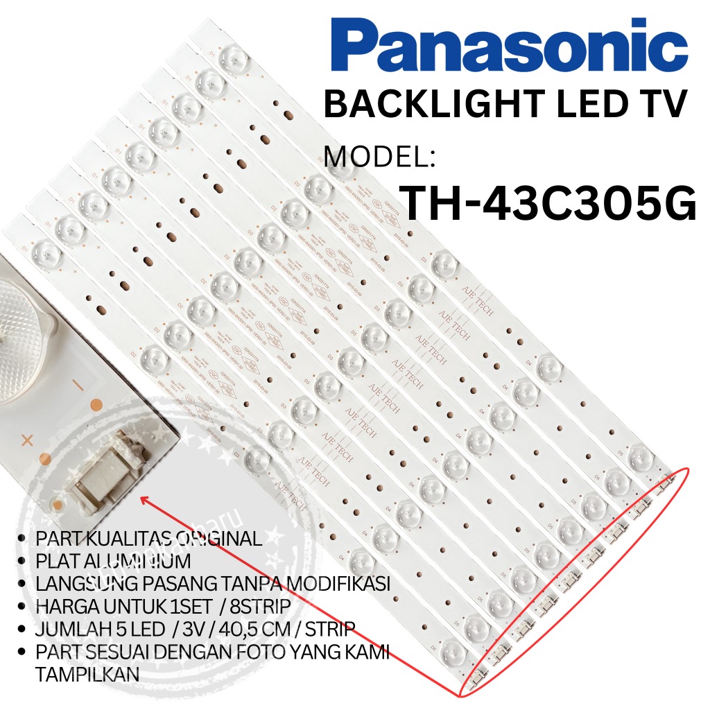 Jual BACKLIGHT LED TV PANASONIC 43 INC TH-43C305G 43C305G 43C305 LAMPU ...