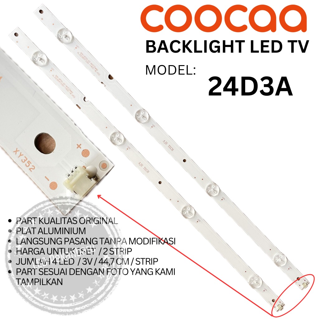 Jual BACKLIGHT LED TV COOCAA 24 INC 24D3A 24D3 LAMPU BL 4K 3V 2 STRIP COCA KOKA | Shopee Indonesia