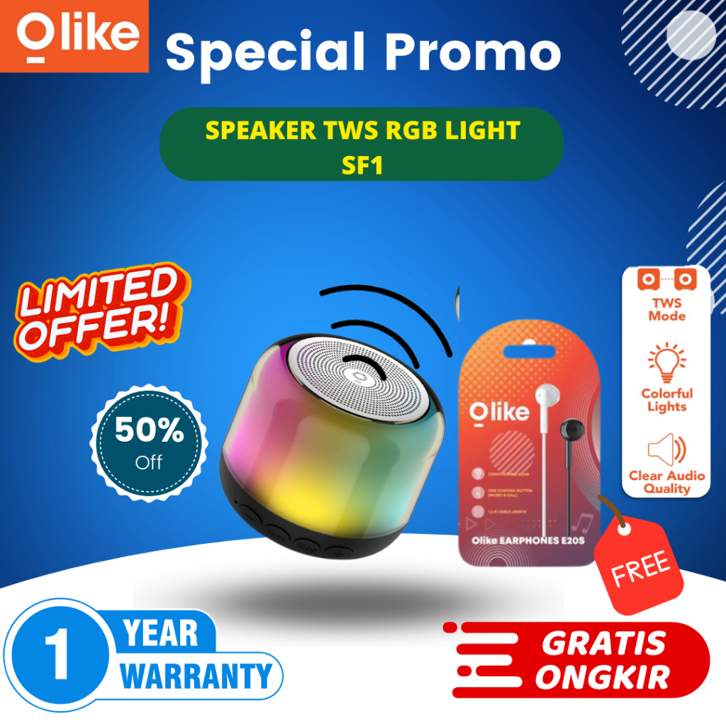 Jual OLIKE SF1 SPEAKER RGB BLUETOOTH 5.0 WIRELESS PORTABLE TWS STEREO ...