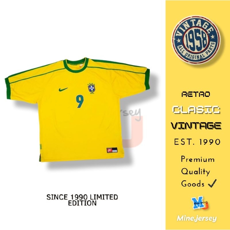 Jual Jersey Retro Brazil Home 1998 Retro Clasic Jersey Vintage | Shopee ...