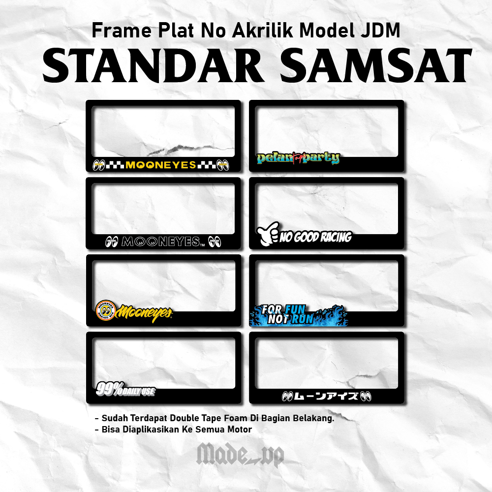 Jual FRAME PLAT NOMOR MOTOR AKRILIK MODEL JDM UKURAN PLAT STANDAR ...