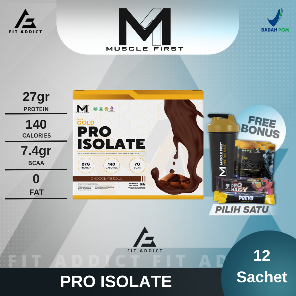 Jual M1 Muscle First Gold Pro Isolate Box isi 12 Sachet Whey Protein ...