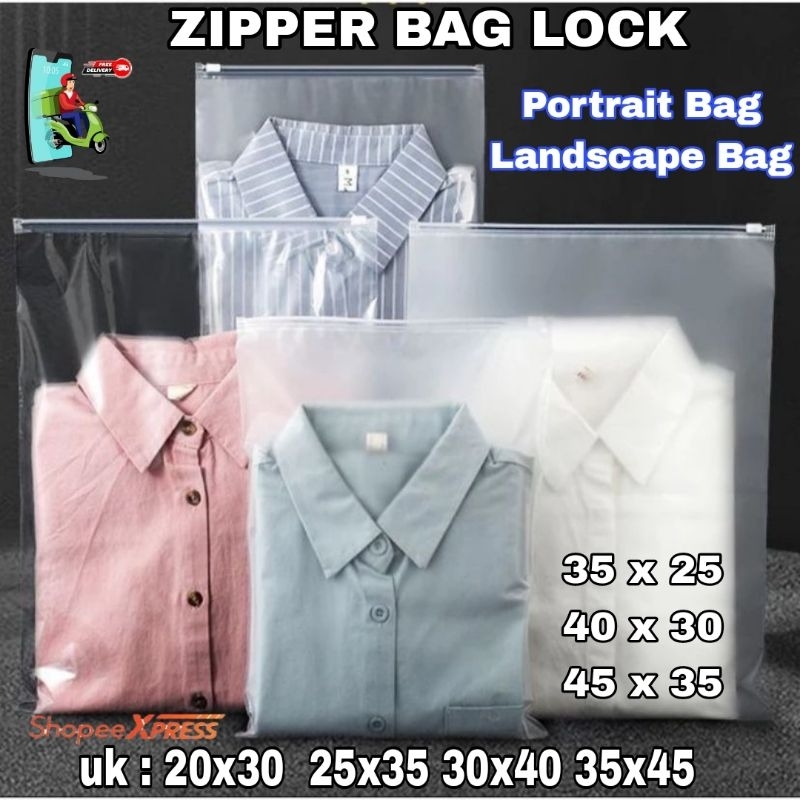 Jual Zipper Bag Lock Potrait Landscape / Zipper Bag Baju / Plastik ...