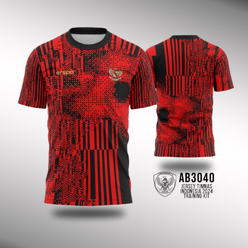 Jual Kaos Jersey Training Timnas Indonesia 2024 - Red Black AB3040 ...