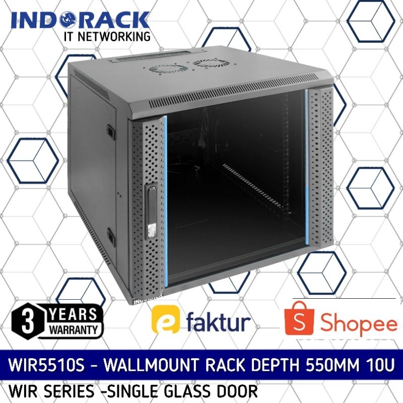 Jual WIR5510S / WIP5510S - Wallmount Rack INDORACK 10U Depth 550mm Single Door Rak Server ...