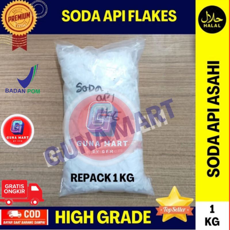 Jual soda api 1kg/ caustic soda flakes /naOH | Shopee Indonesia