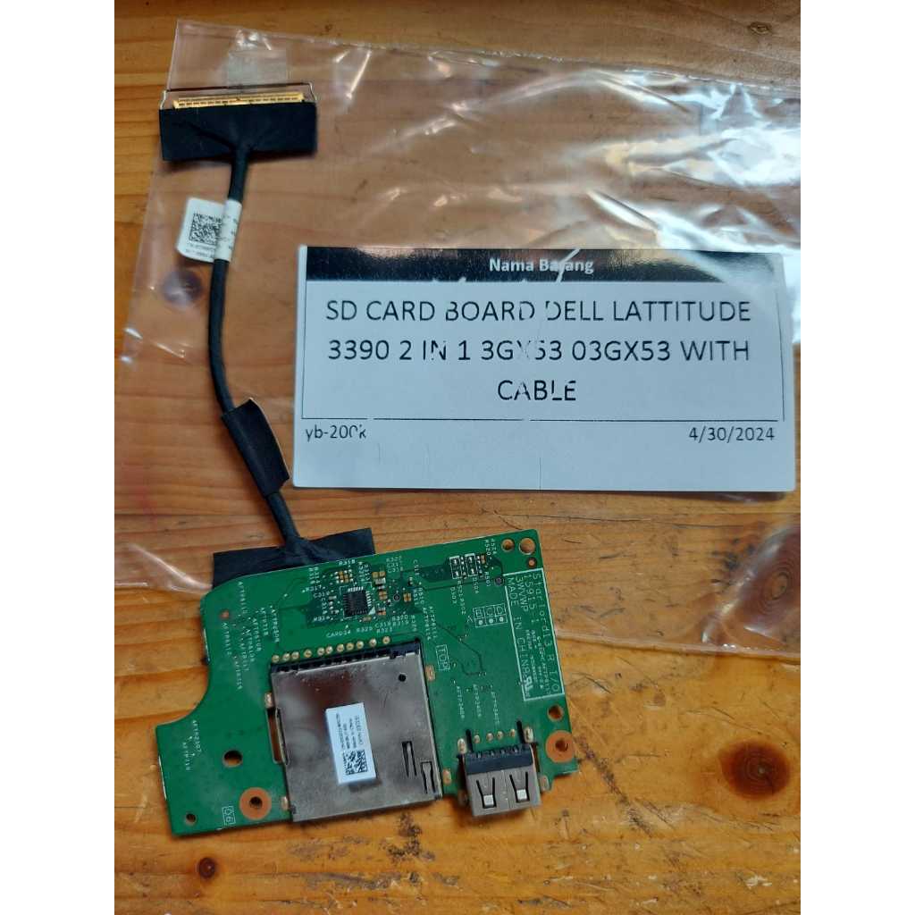 Jual SD CARD BOARD DELL LATITUDE 3390 2 IN 1 3GX53 03GX53 WITH CABLE ...