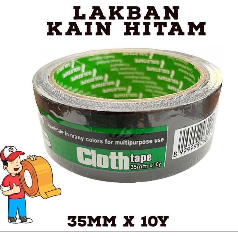 Jual LAKBAN/ISOLASI KAIN HITAM GOLDTAPE 35mm | Shopee Indonesia