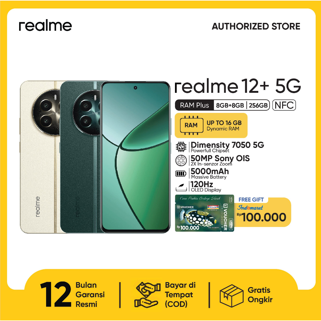 Jual Realme 12 Plus 8GB+8GB|256GB (Sony LYT-600 OIS Portrait Camera) 5G ...