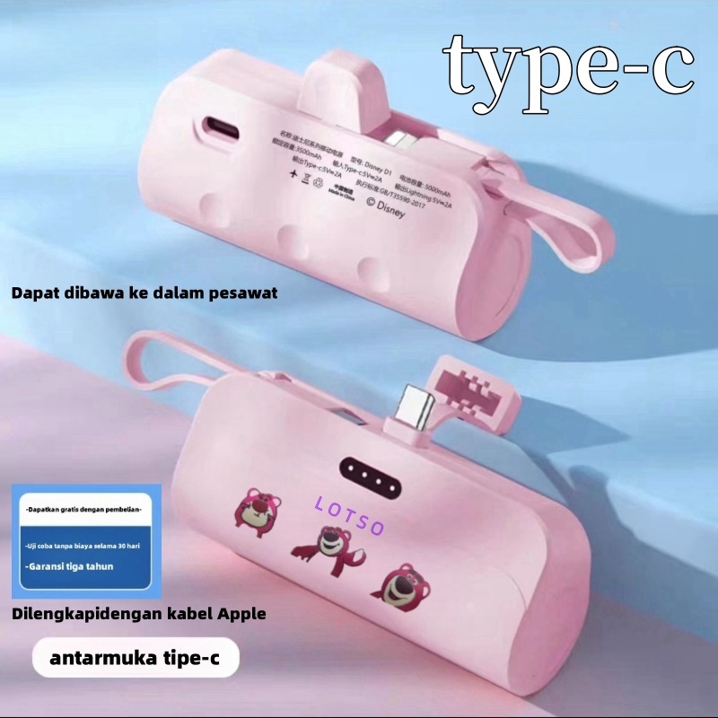 Jual Power bank 5000 mah mini power bank Lotso bear Mickey portable ...