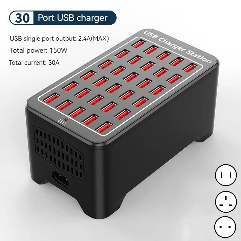 Jual USB Charger Hub Proteksi Multi-layer Keamanan 30 Port EU Plug 30 A ...