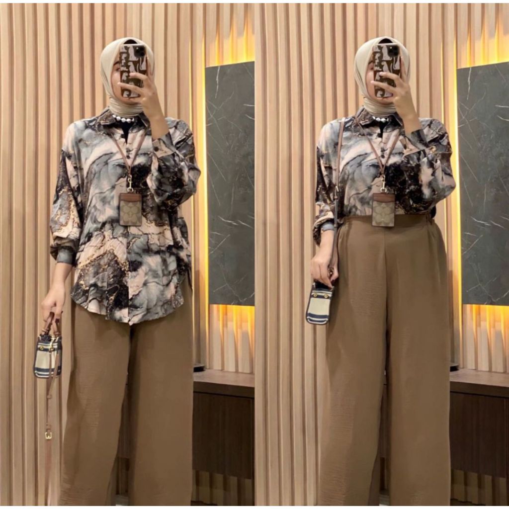 Jual Setelan Rayon Crinkle Premium - Atasan Blouse Motif Kerah Shanghai ...