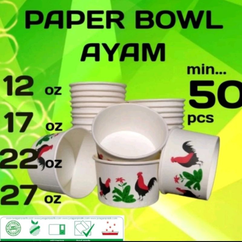 Jual Paper Bowl Cup Mangkok Mangkuk Ayam Jago isi 25 pcs Kertas Bakso ...
