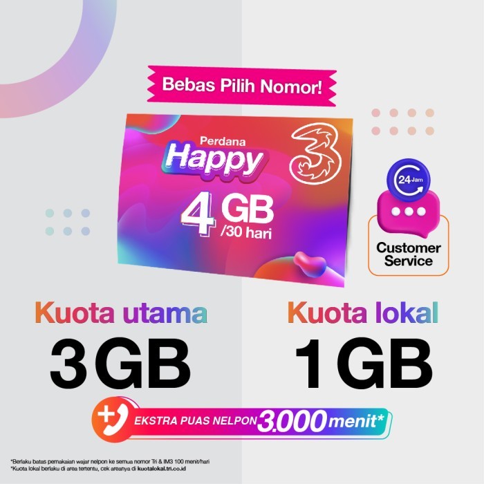 Jual Perdana Tri Happy 9,5Gb spesial | Shopee Indonesia