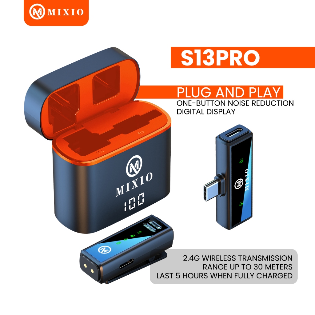 Jual MIXIO S13Pro Mic Wireless Clip On Microphone Profesional Mikrofon ...