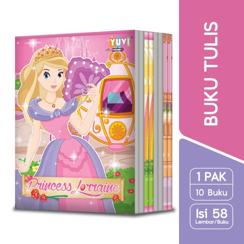 Jual My Book Yuvi Buku Tulis Princess Lorraine 58 Lembar - 10 Buku ...