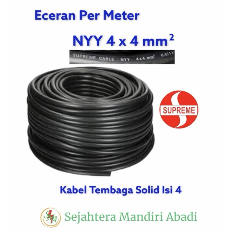 Jual Kabel NYY 4x4 Supreme Tembaga Kawat Solid Isi 4 Per Meter | Shopee ...
