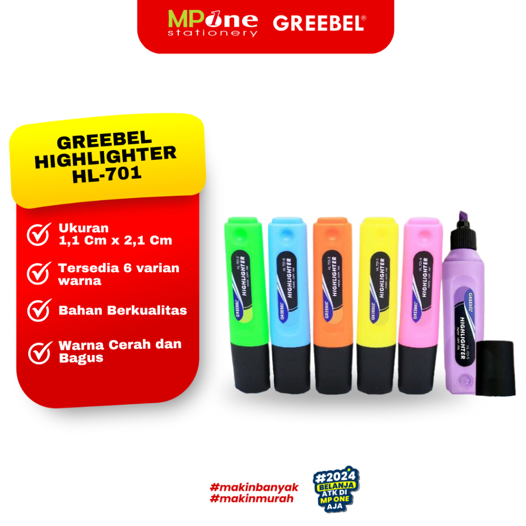 Jual Greebel Highlighter Warna 701 / Stabilo Textliner Penanda Tulisan 6 Warna Greebel (1 PCS ...