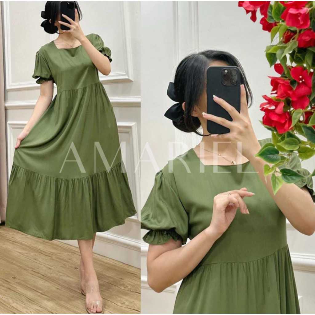 Jual Saona dress daster kekinian wanita ruffle crinkle Standar jumbo ...