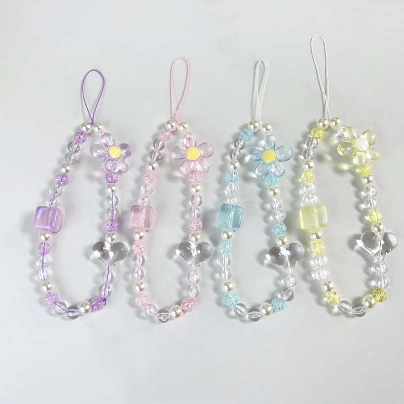 Jual Rantai ponsel motif Bunga Hati manik korea cantik Tali lanyard HP ...