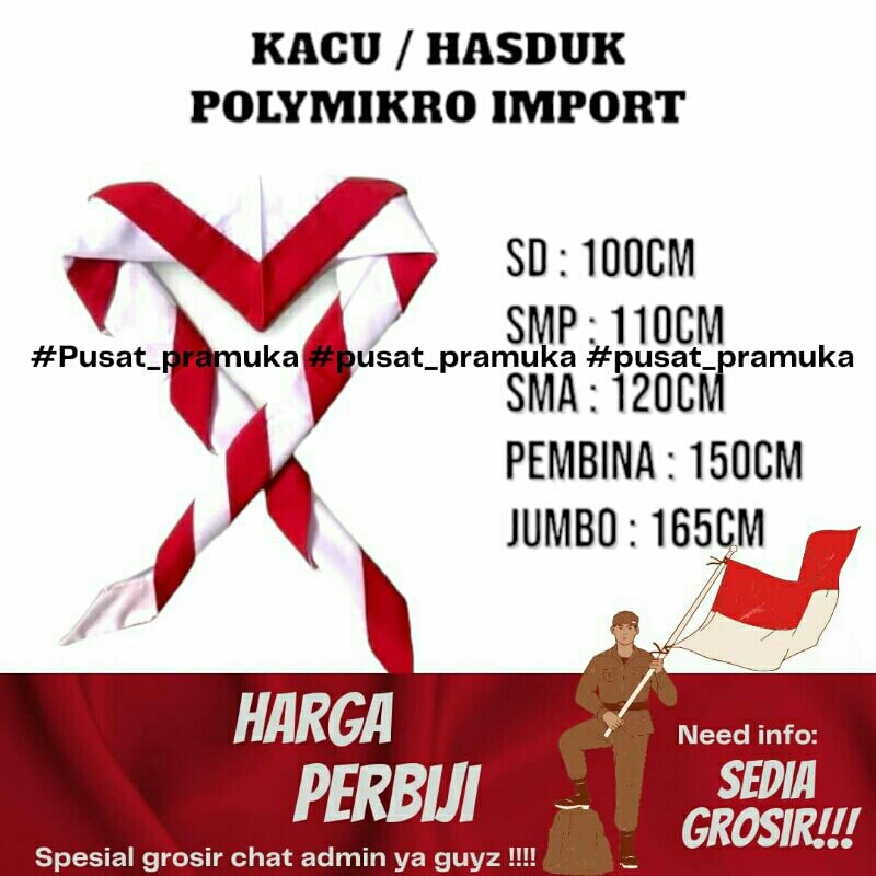 Jual Kacu dasi hasduk pramuka merah putih sd smp sma jumbo super ...