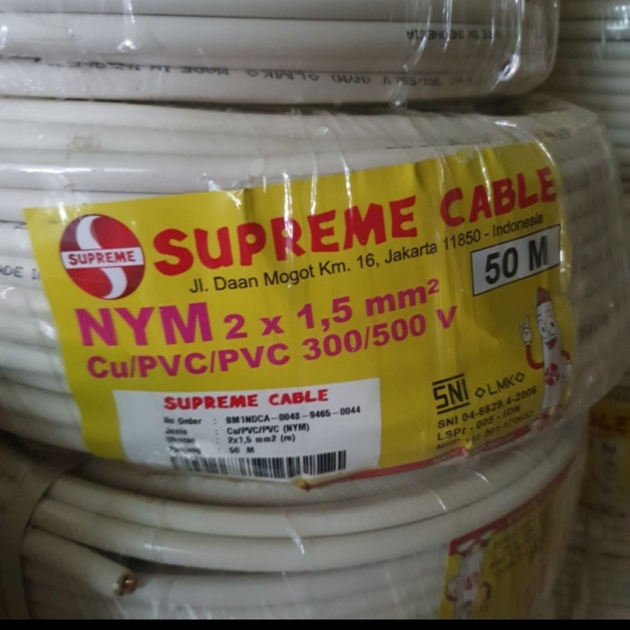 Jual SUPREME Kabel Listrik Kawat NYM 2x1,5 mm 2x1.5 50 Meter (50M) | Shopee Indonesia
