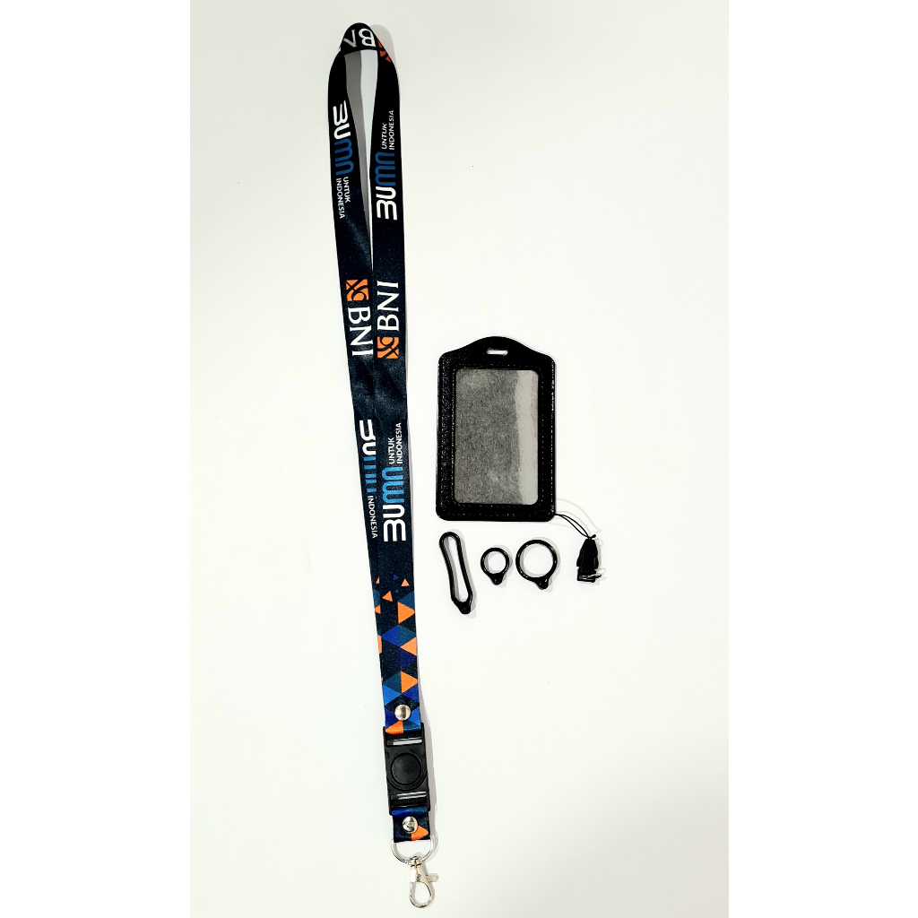 Jual Lanyard Premium BUMN BNI BIRU " FREE " Case Gantungan Karet Oring ...