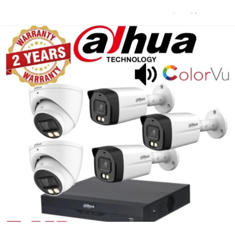 Jual PAKET CCTV 5MP 3K AUDIO COLORVU DAHUA 8 CHANEL 5 CAMERA KOMPLIT ...