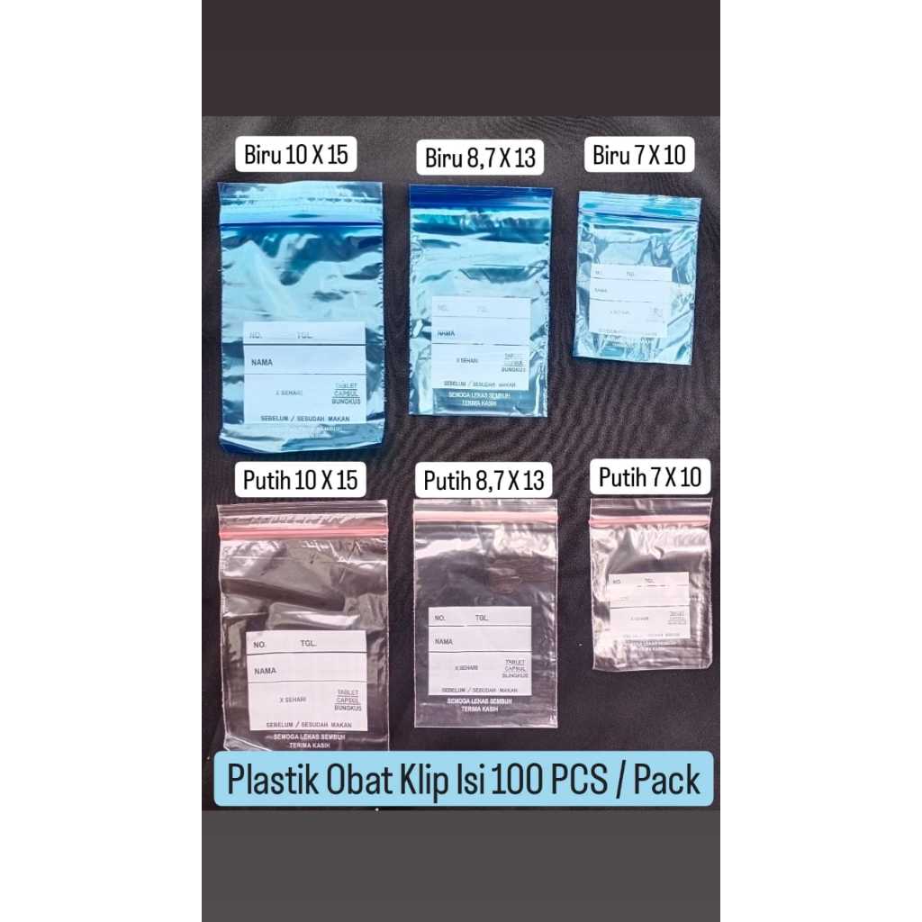 Jual Plastik Obat Klip Plastik Klip Obat Biru dan Transparant/Bening ...