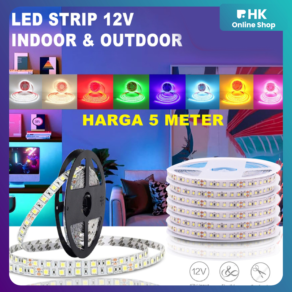 Jual HK-LED Strip Flexible 12V 2835 SMD Indoor & Outdoor 60 LEDs ...