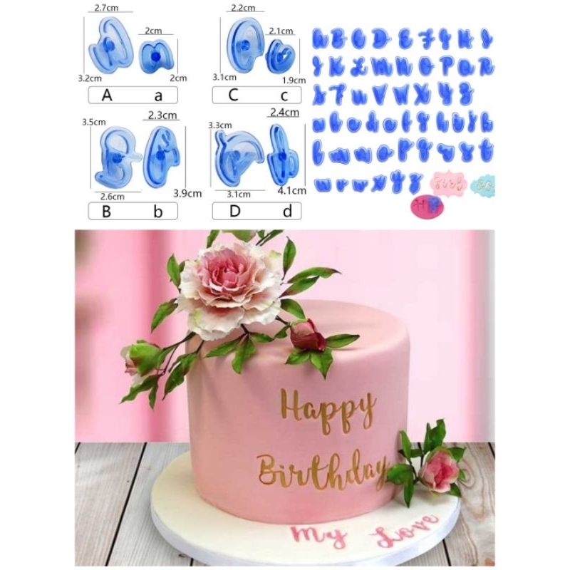 Jual Embossed huruf sambung besar huruf kecil dan angka dekorasi ...