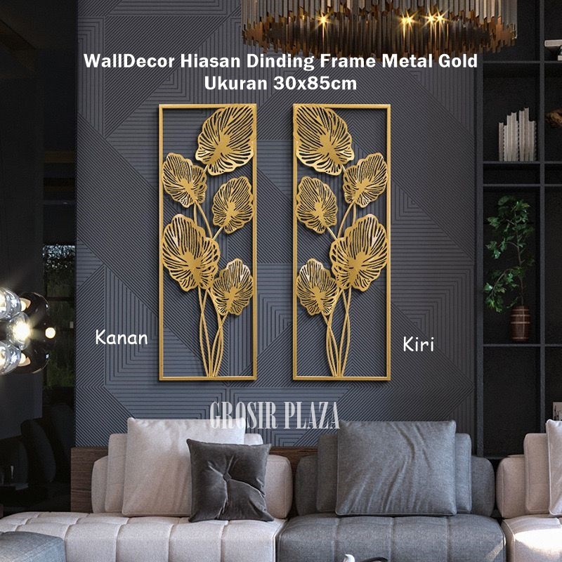 Jual Wall Decor Hiasan Dinding Ukuran 30x85cm / Wall Decor Metal Gold ...