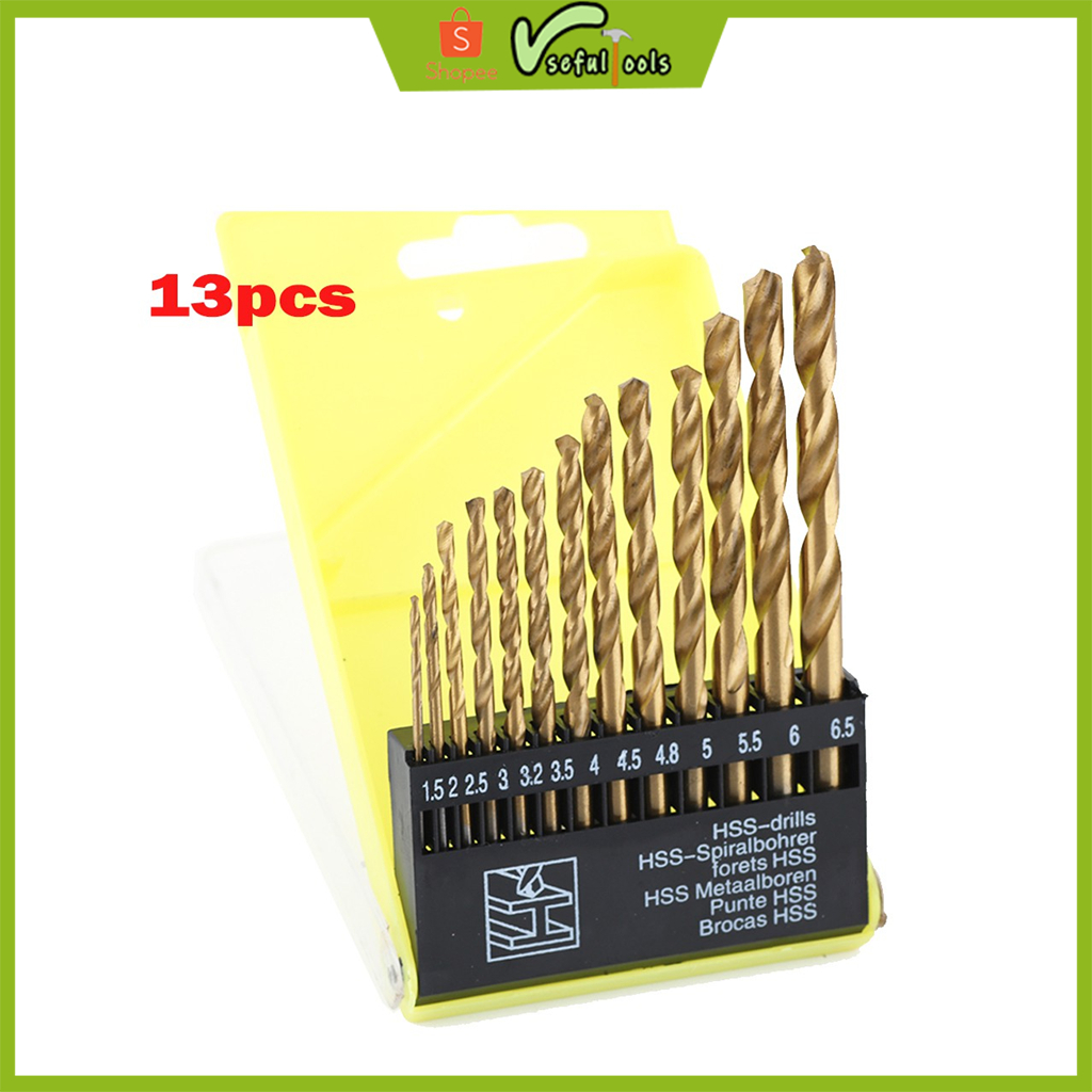 Jual Usefultools 13 Pcs Mata Bor Besi Set 1.5 - 6.5 mm Mata Bor HSS ...