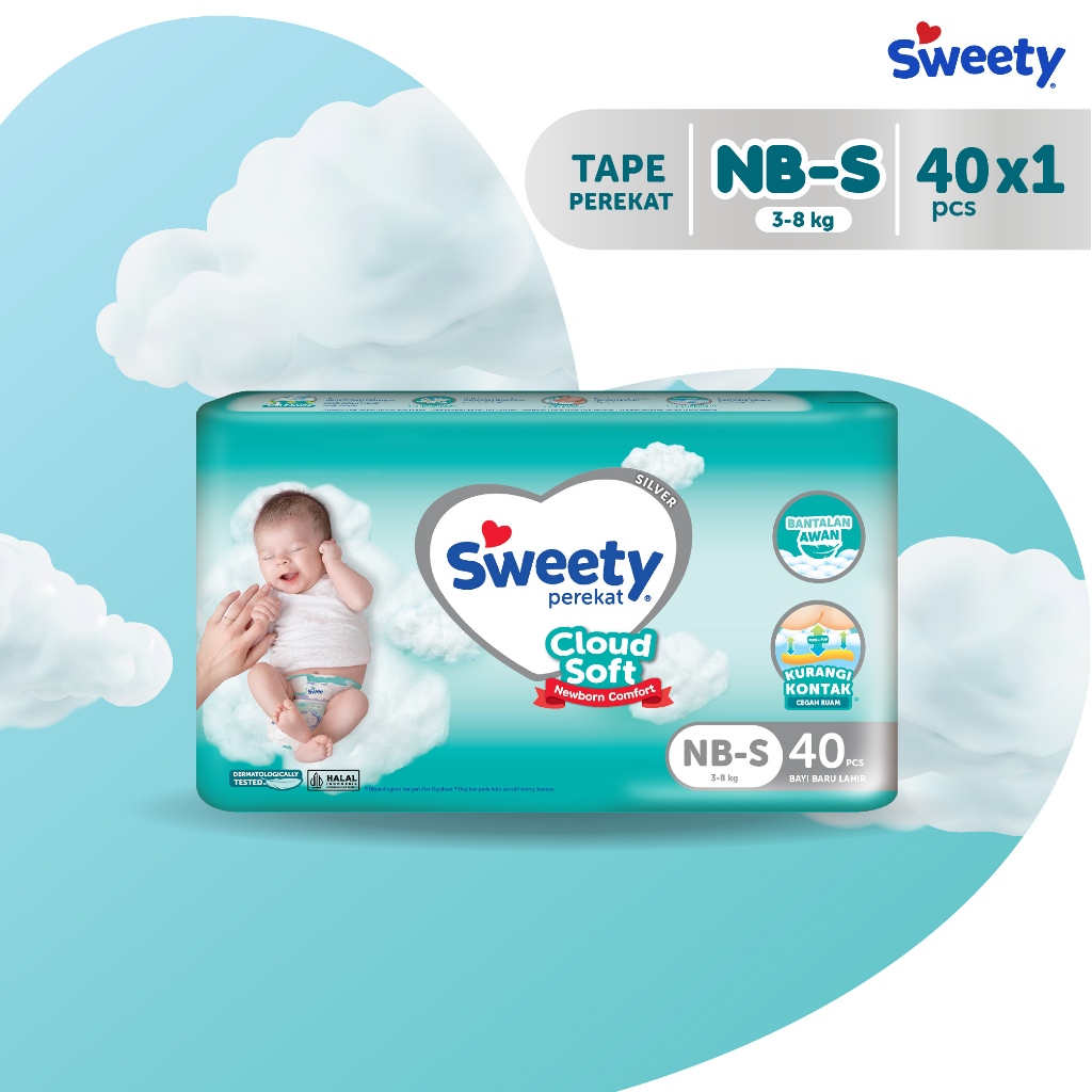 Jual Sweety Silver Comfort Cloud Soft Newborn NB - S 40 Popok Perekat ...