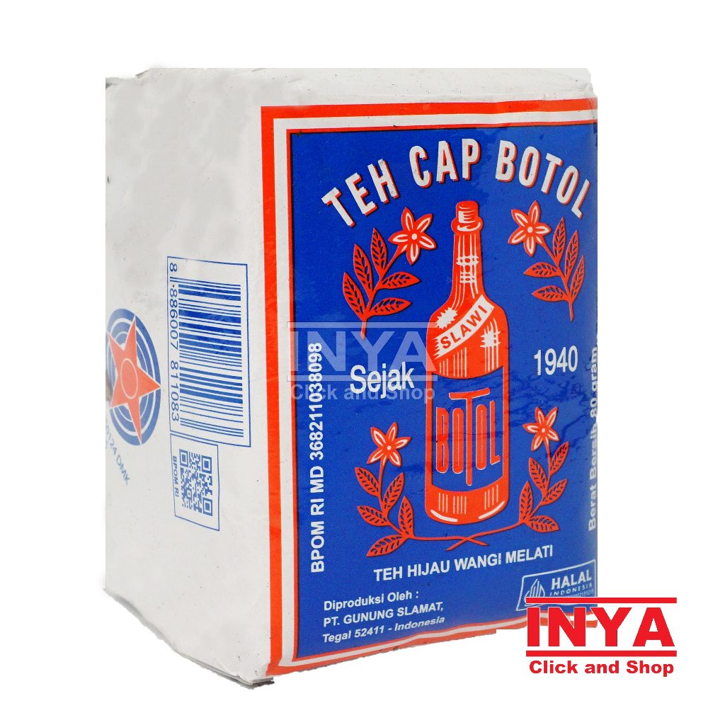 Jual Teh Cap Botol Teh Hijau Wangi Melati 80gr BIRU - Daun Teh Hijau ...