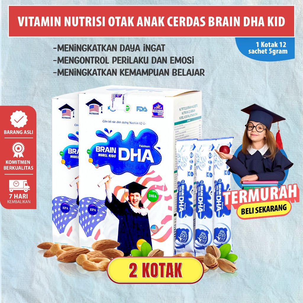 Jual Vitamin Untuk Anak DHA Brain KID Otak Asli Membantu Anak Cerdas ...