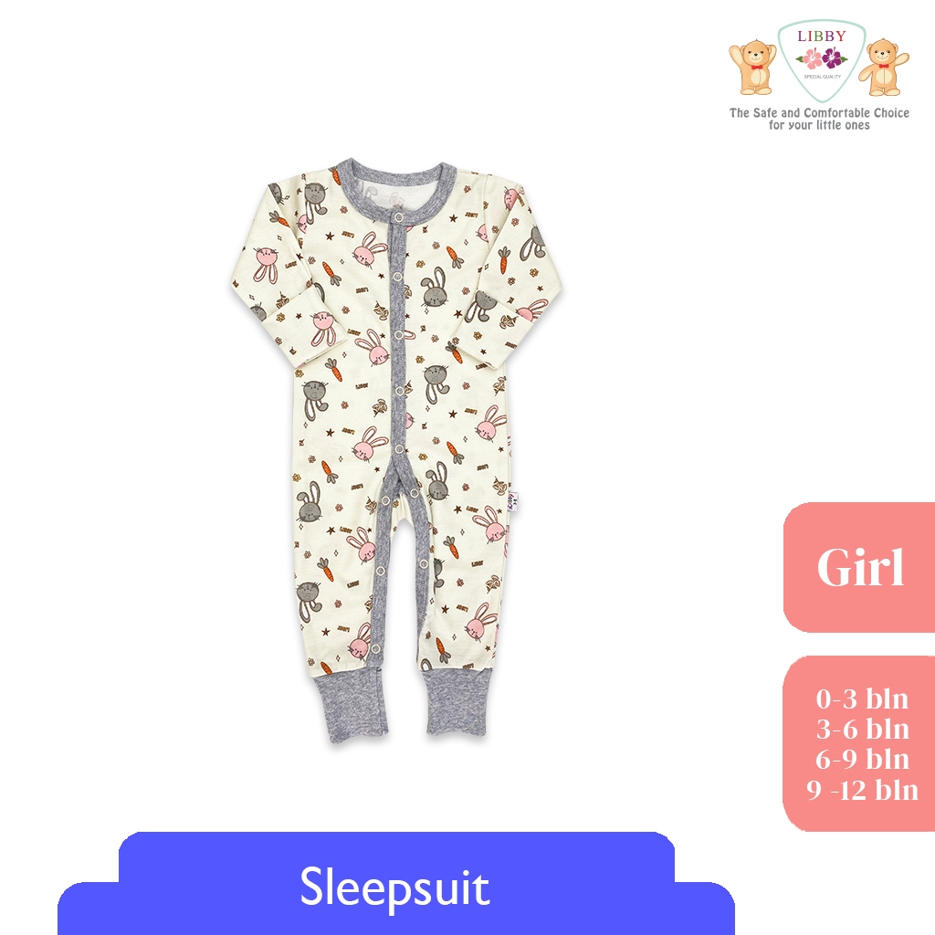 Jual LIBBY Premium Baju Tidur Bayi Sleepsuit Bodysuit Romper Motif Girl ...