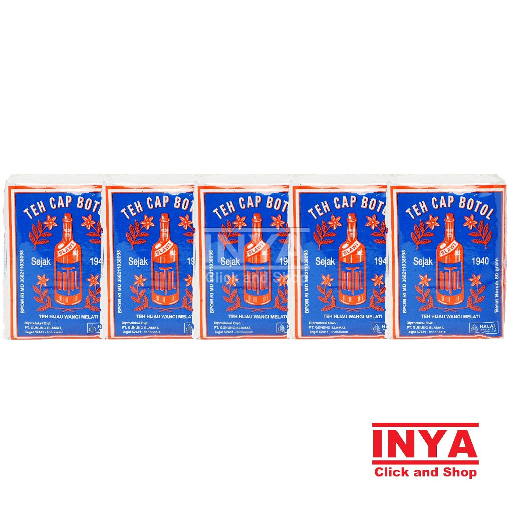 Jual Teh Cap Botol Teh Hijau Wangi Melati 5x80gr BIRU - Daun Teh Hijau ...