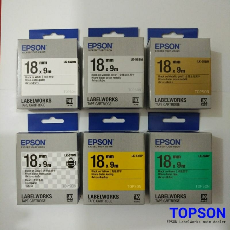 Jual Epson LK-5WBN LK-5GBP LK-5YBP LK-5SBM LK-5KBM LK-5TBN LabelWorks ...