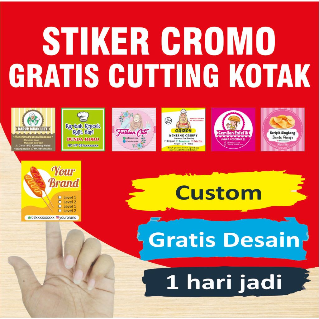 Jual STIKER LABEL KEMASAN KOTAK CUSTOM GRATIS CUTTING BAHAN CROMO ...