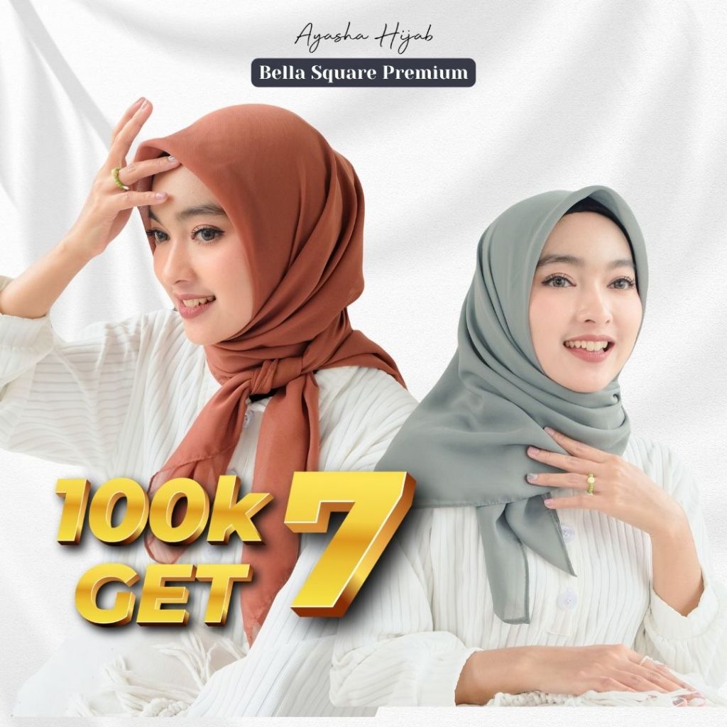 Jual Ayasha Hijab - Plain Square Basic Kerudung Bella Pollycotton Premium 110 x 110 cm Jilbab ...
