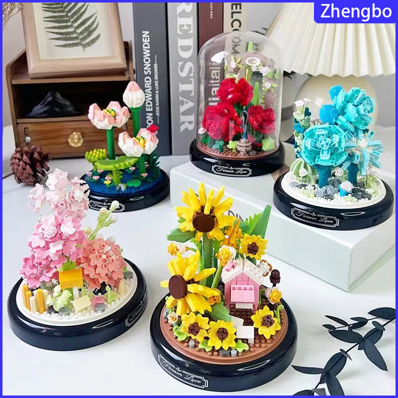 Jual Zhengbo Mainan Bunga Flower DIY Pot Tanaman Mainan Bricks Susun ...