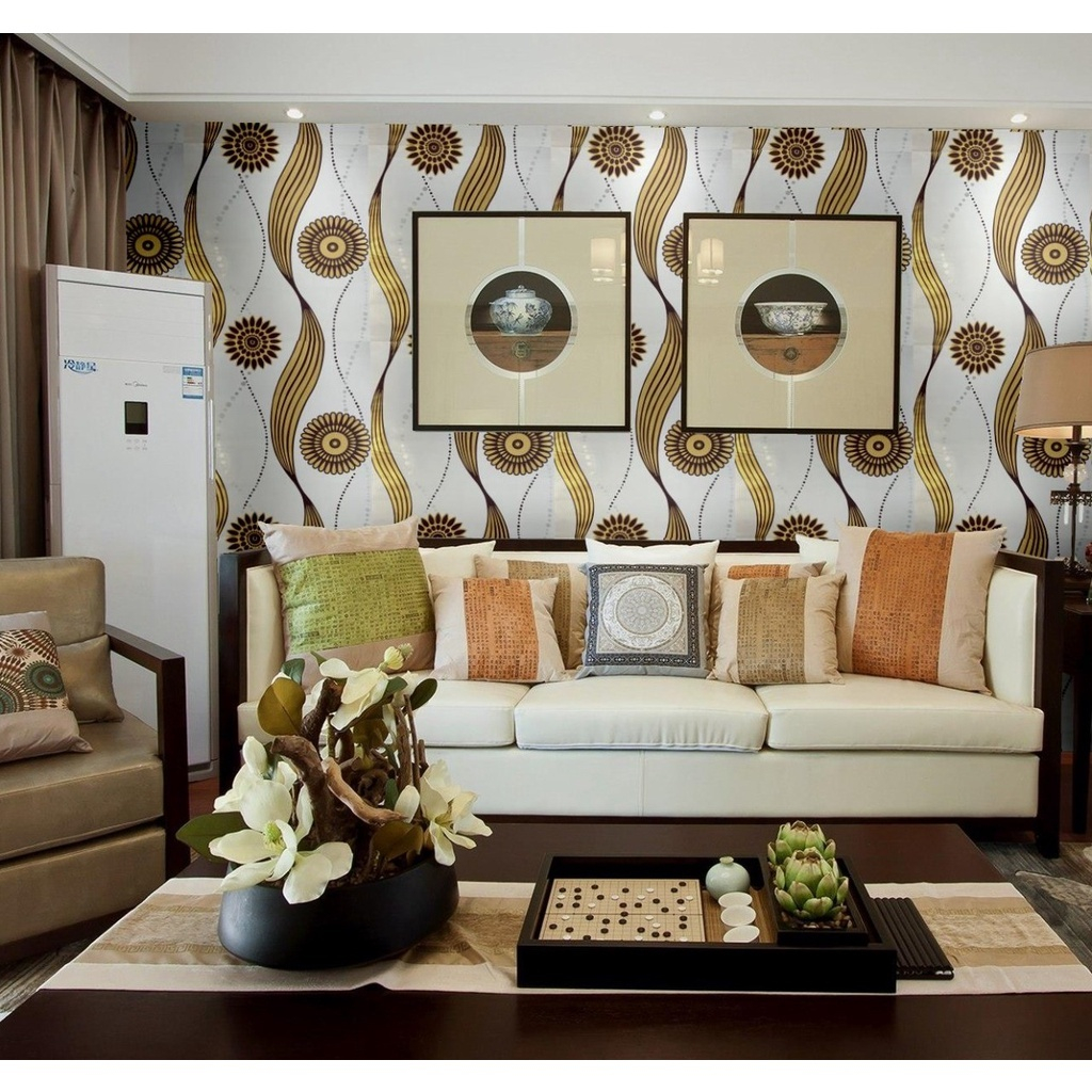 Jual WALLPAPER DINDING MOTIF CAKRA EMAS 45 CM x 9 - 10 M | Shopee Indonesia