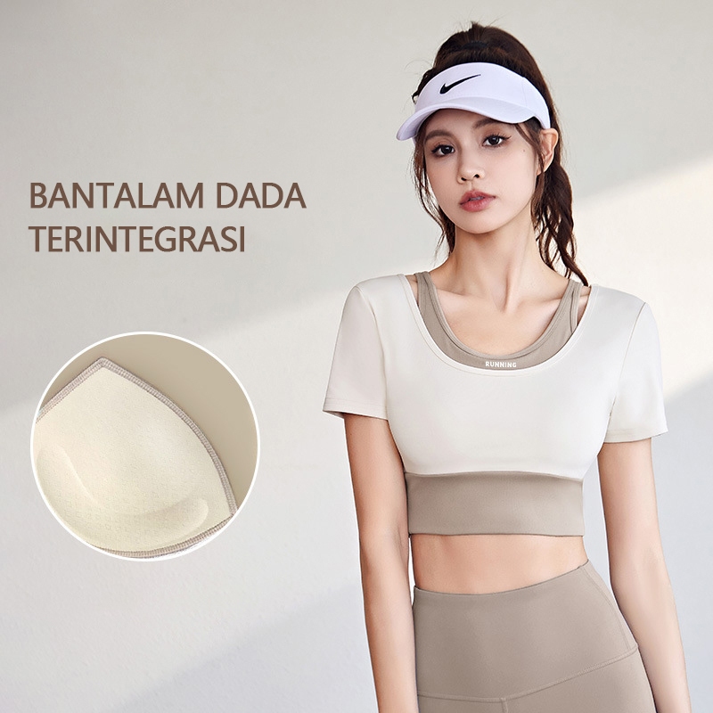 Jual Y B~Baju Gym Wanita Mode Wanita Slim Fit Olahraga Kebugaran Yoga ...
