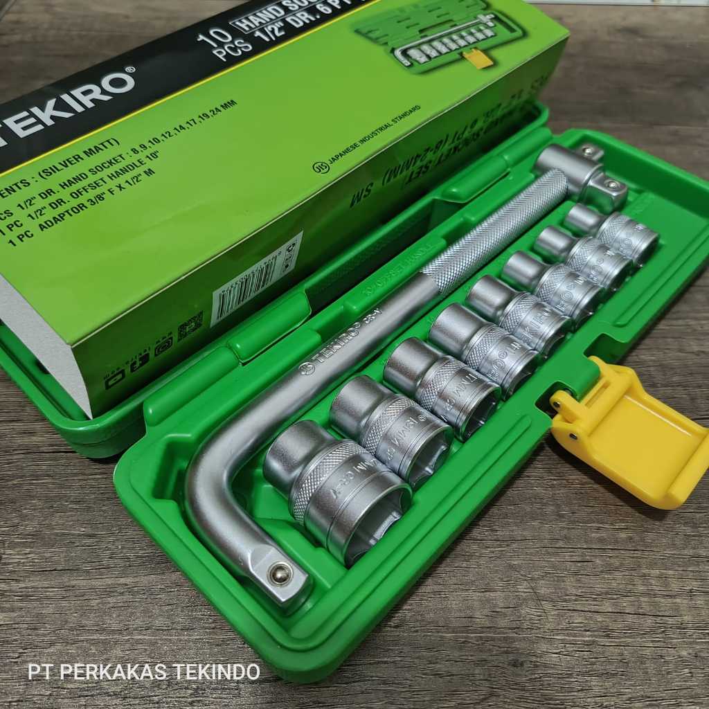 Jual Tekiro Hand Socket Set 10 Pcs 1/2" Dr 6 Pt 8 - 24 Mm 1 Box / Kunci Shock Sok Set 10 Pc ...