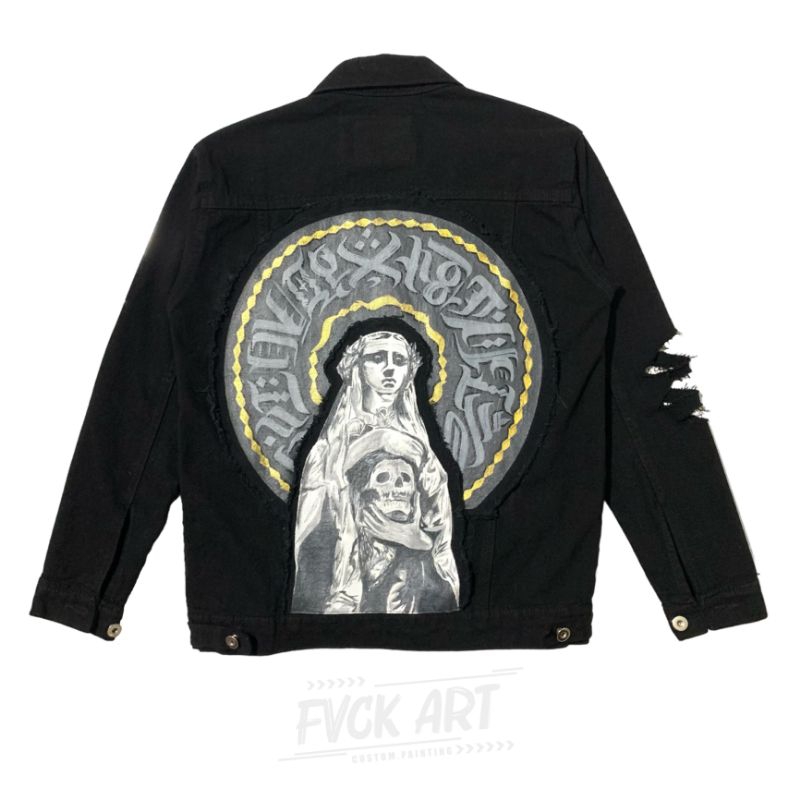Jual JACKET DENIM CUSTOM CALLIGRAPHY // JACKET CUSTOM PAINTING // JAKET ...