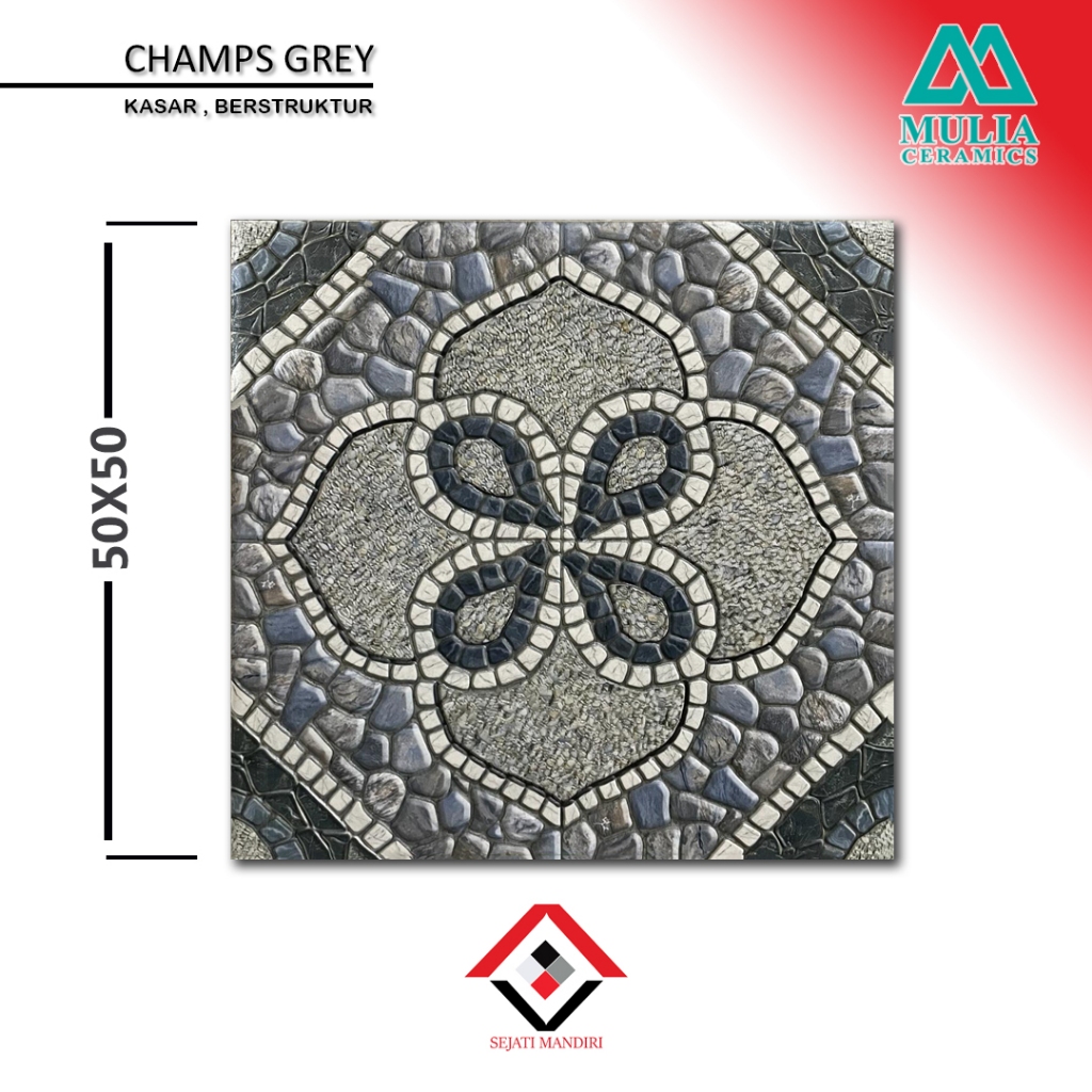 Jual keramik 50x50 kasar - motif batu alam - mulia champs grey | Shopee ...